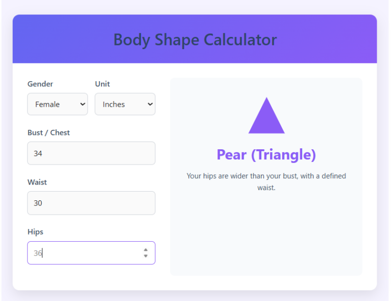 Body Shape Calculator: Find Your Body Type Instantly Online