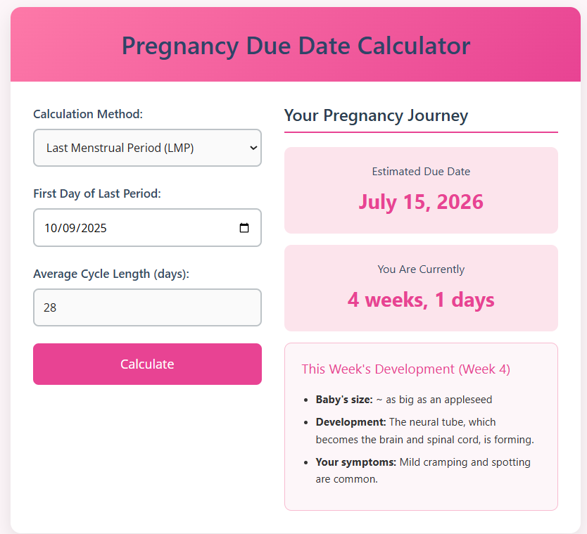 Pregnancy Calculator: Calculate Your Due Date And Conception